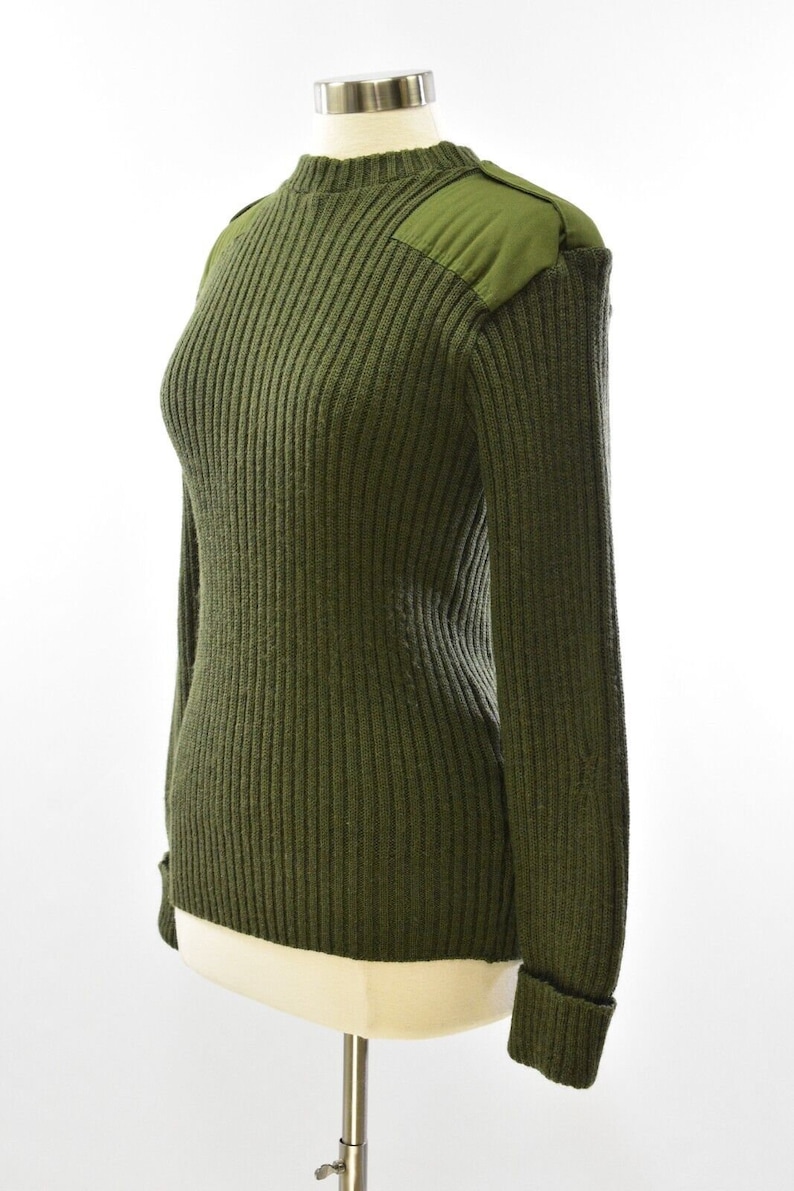 80s Vintage Wool Commando Sweater Army Green Elbow & Shoulder - Etsy