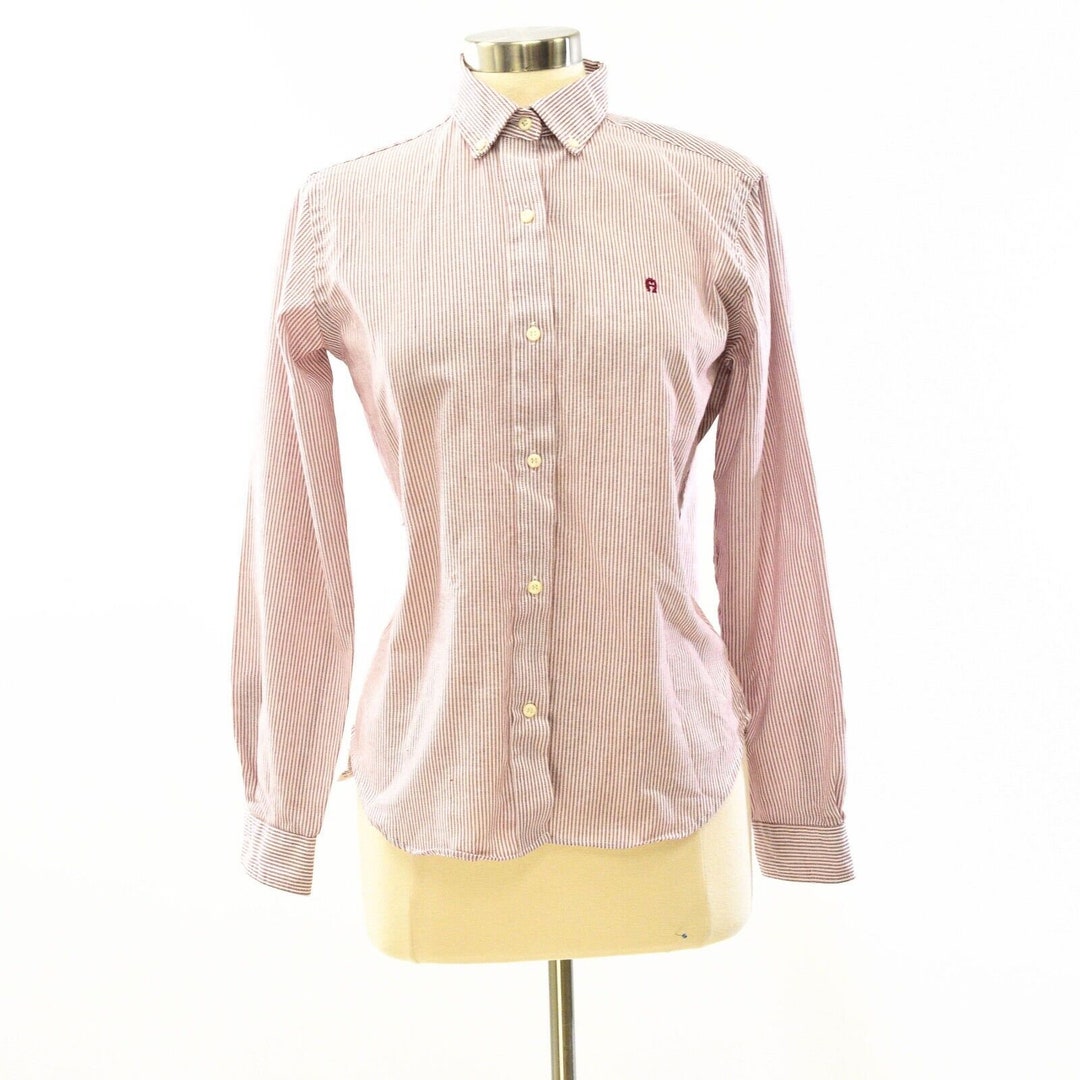 True 80s Vintage Etienne Aigner Blouse Top Womens M Burgundy & White ...
