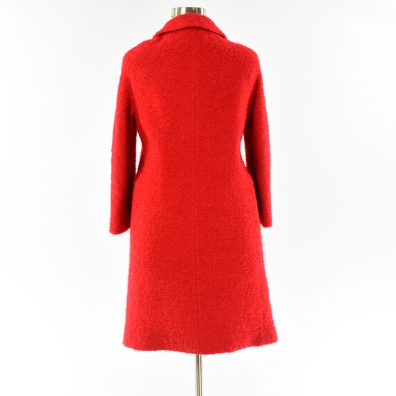 50s Vintage Womens L Bright Red Boucle Wool Coat Bett… - Gem