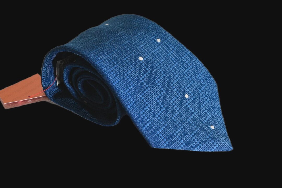 70s Vintage Geometric Mens XL Necktie Zig Zag White Dot Mod Pacman PC ...