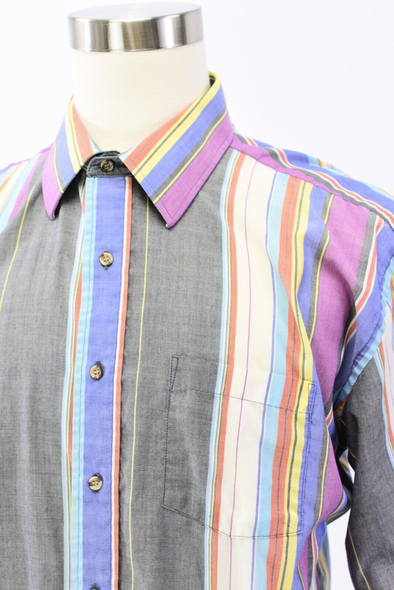 80s Vintage Mens XLT Multi-colored Striped Shirt Boulevard by - Etsy