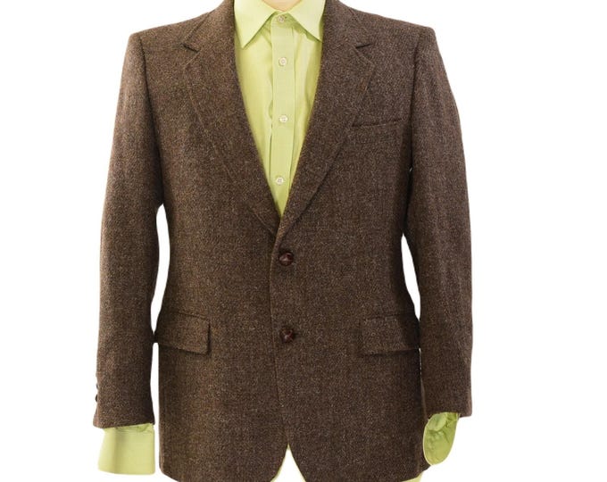 70s Vintage Tudor Park Wool Tweed Blazer 42S Brown Hairy 2-button 3 ...