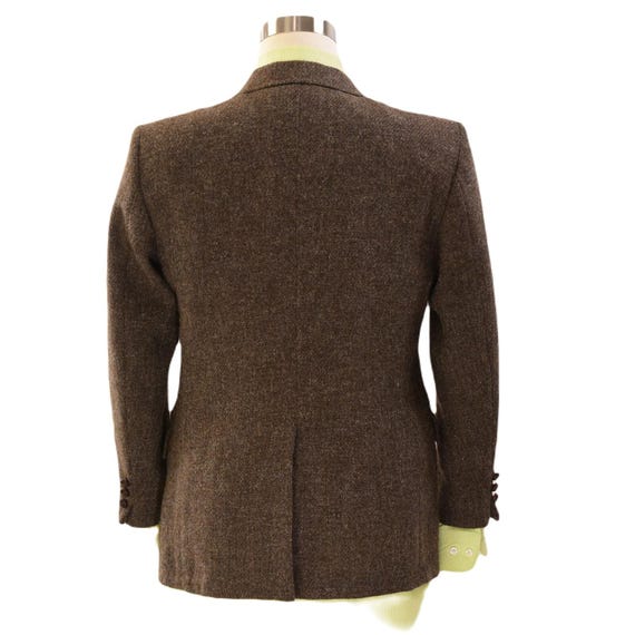 70s Vintage Tudor Park Wool Tweed Blazer 42S Brown Ha… - Gem