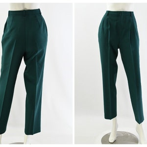 70s Vintage Dark Green Rib Cage Pleated Waist Pants Womens 4 Tapered ...