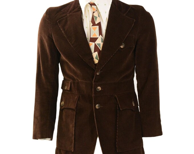 70s Vintage Brown Corduroy Western Blazer 3 Button Mens Blazer 38 ...