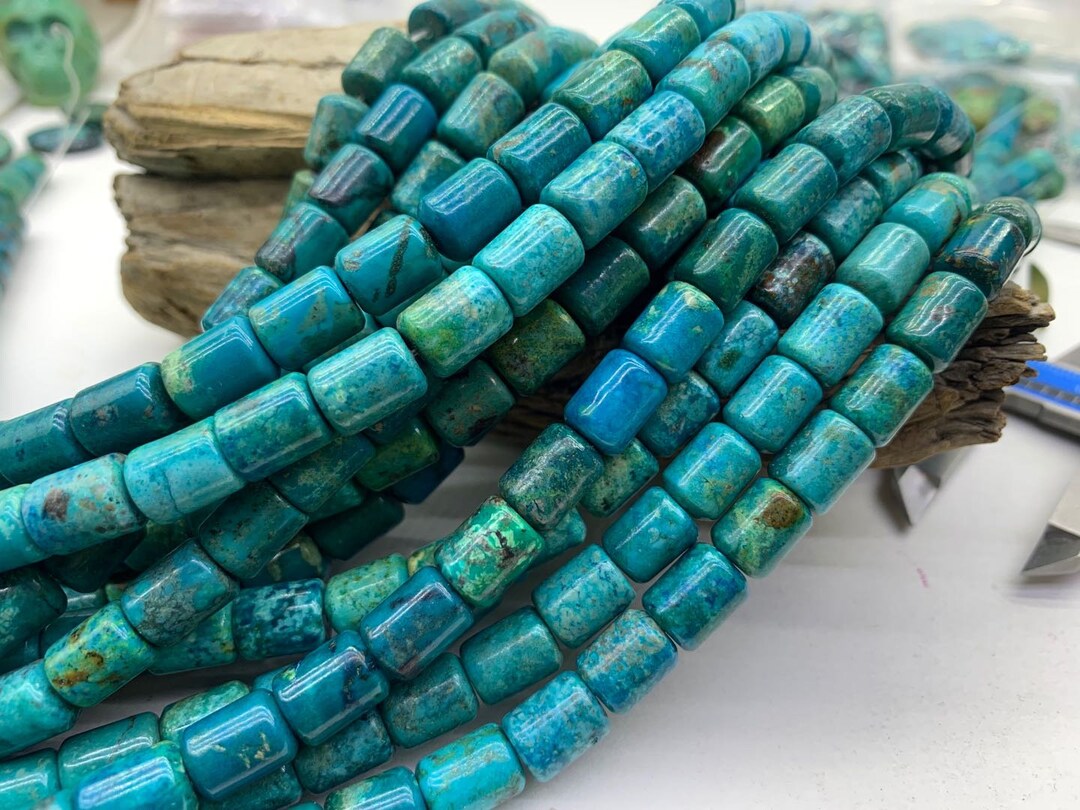 8x10mm Barrels Shape Natural Turquoise Beads From Hubei, China Greenish ...