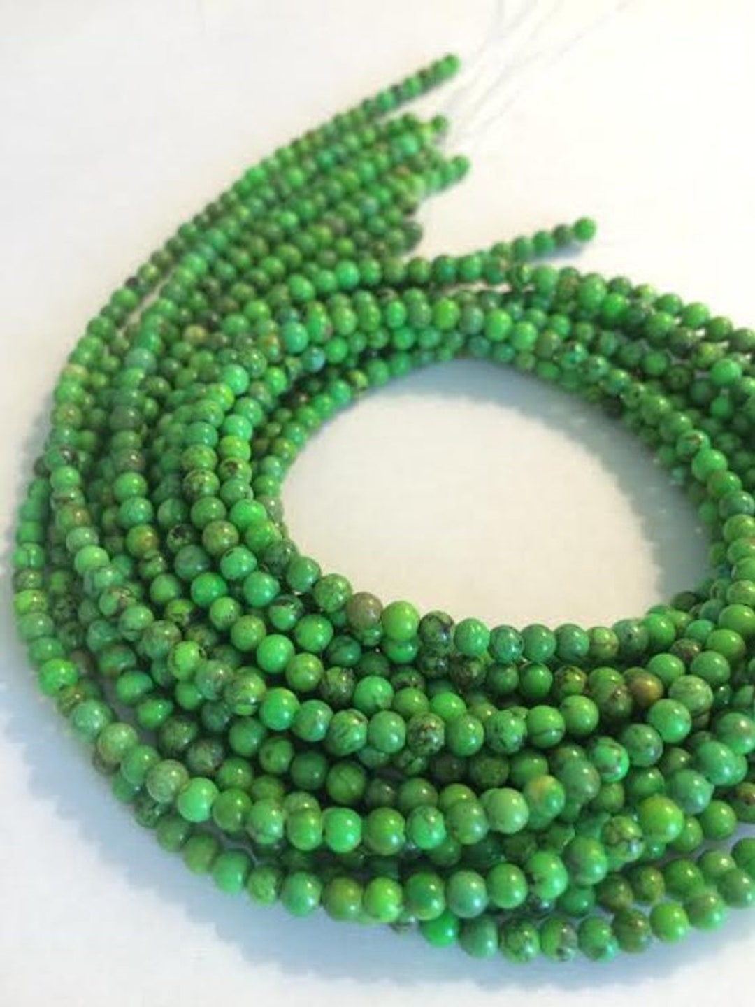 3mm Green Turquoise, Bright Chinese Green Turquoise Rounds From Anhui ...