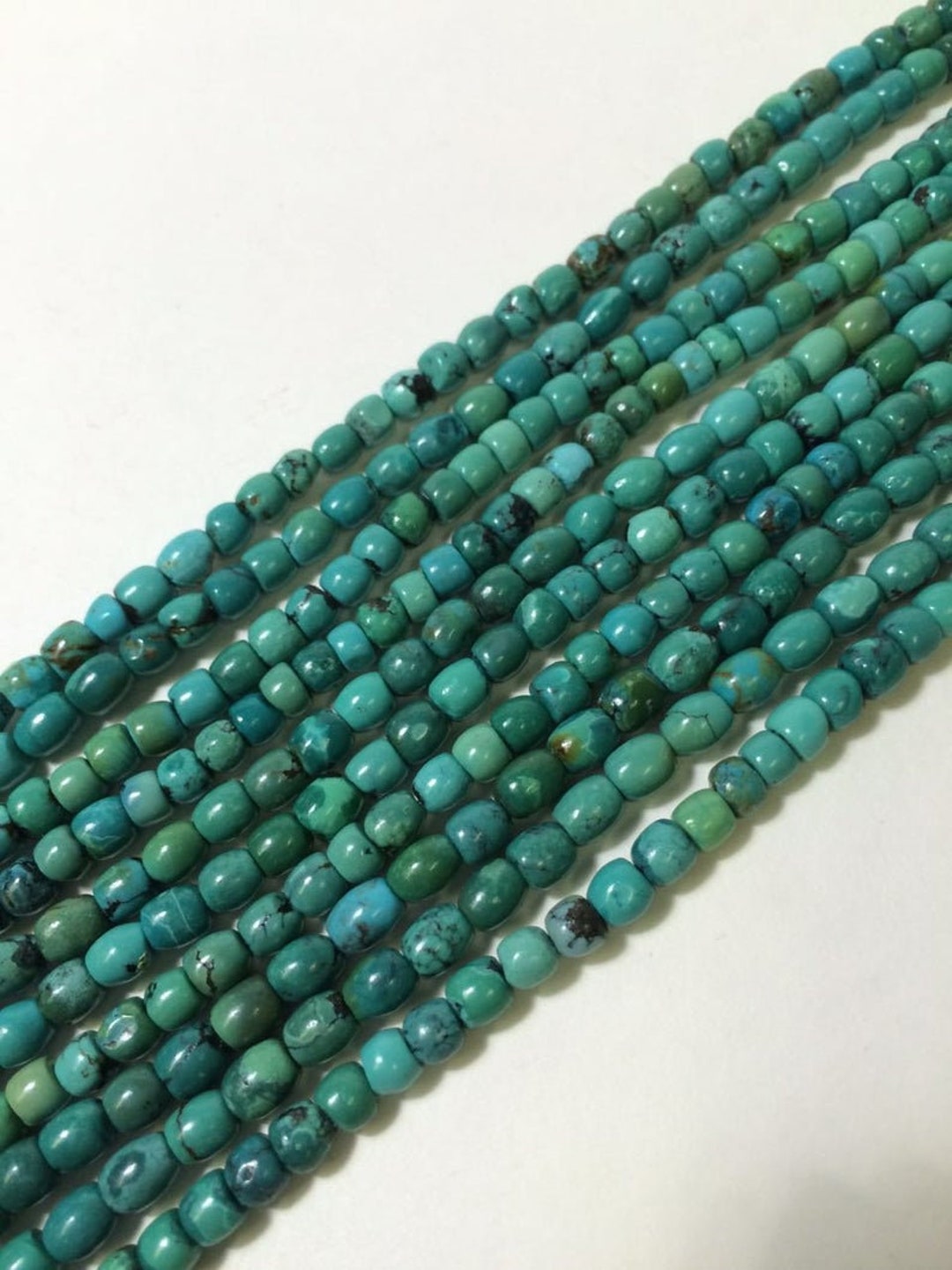 Approx 4.7mm Tall, 5.5mm Wide. Natural Turquoise Short Barrels ...