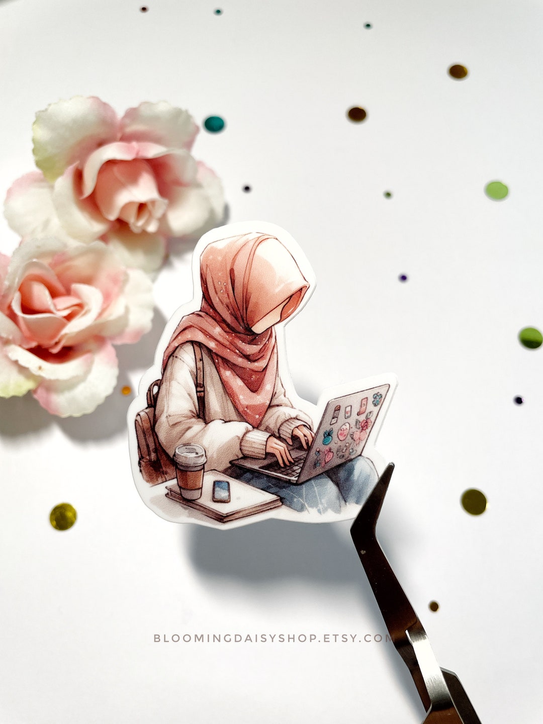Islamic Stickers-hijabi Girl Sticker-muslimah Sticker-floral Quran ...