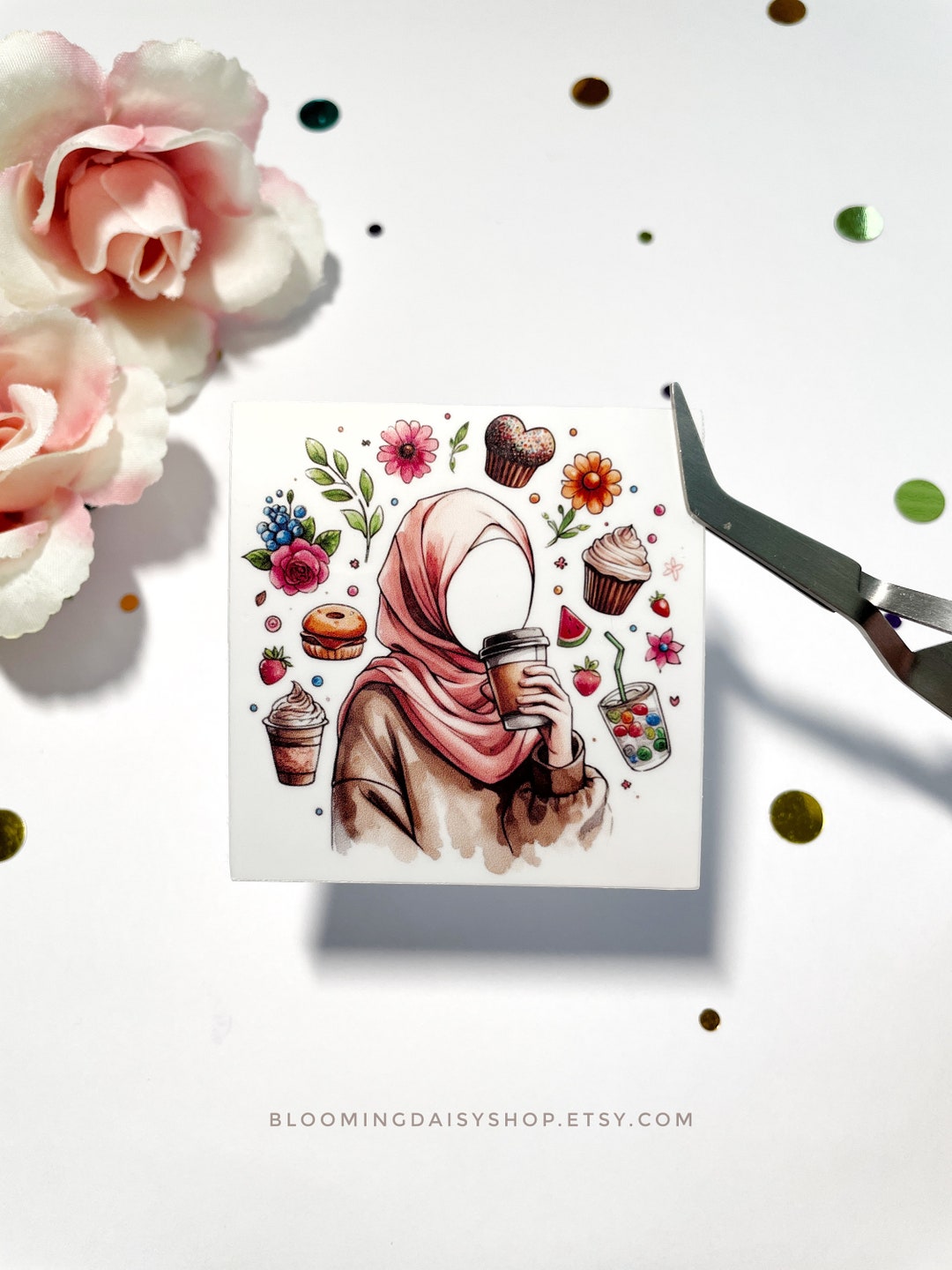 Islamic Stickers-hijabi Girl Sticker-muslimah Sticker-floral Quran ...