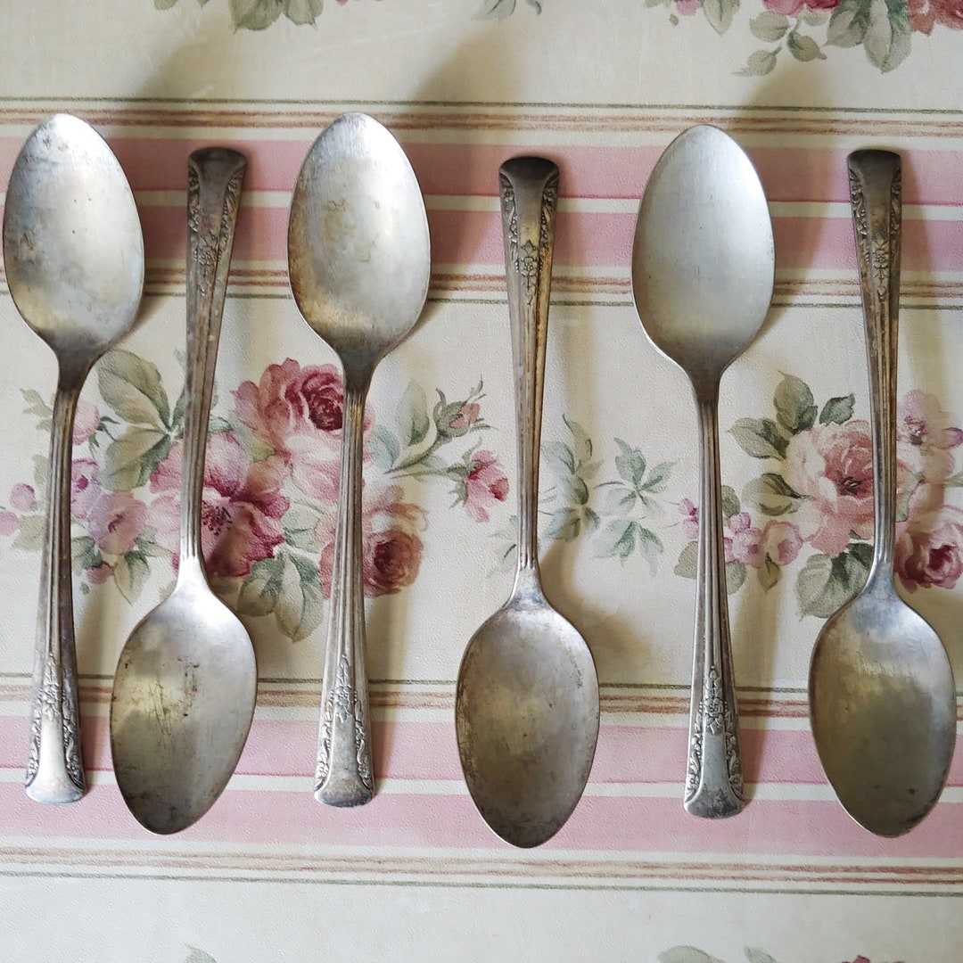 Set of 7 Vintage Silver Plated Teaspoons Camelia Silver - Etsy