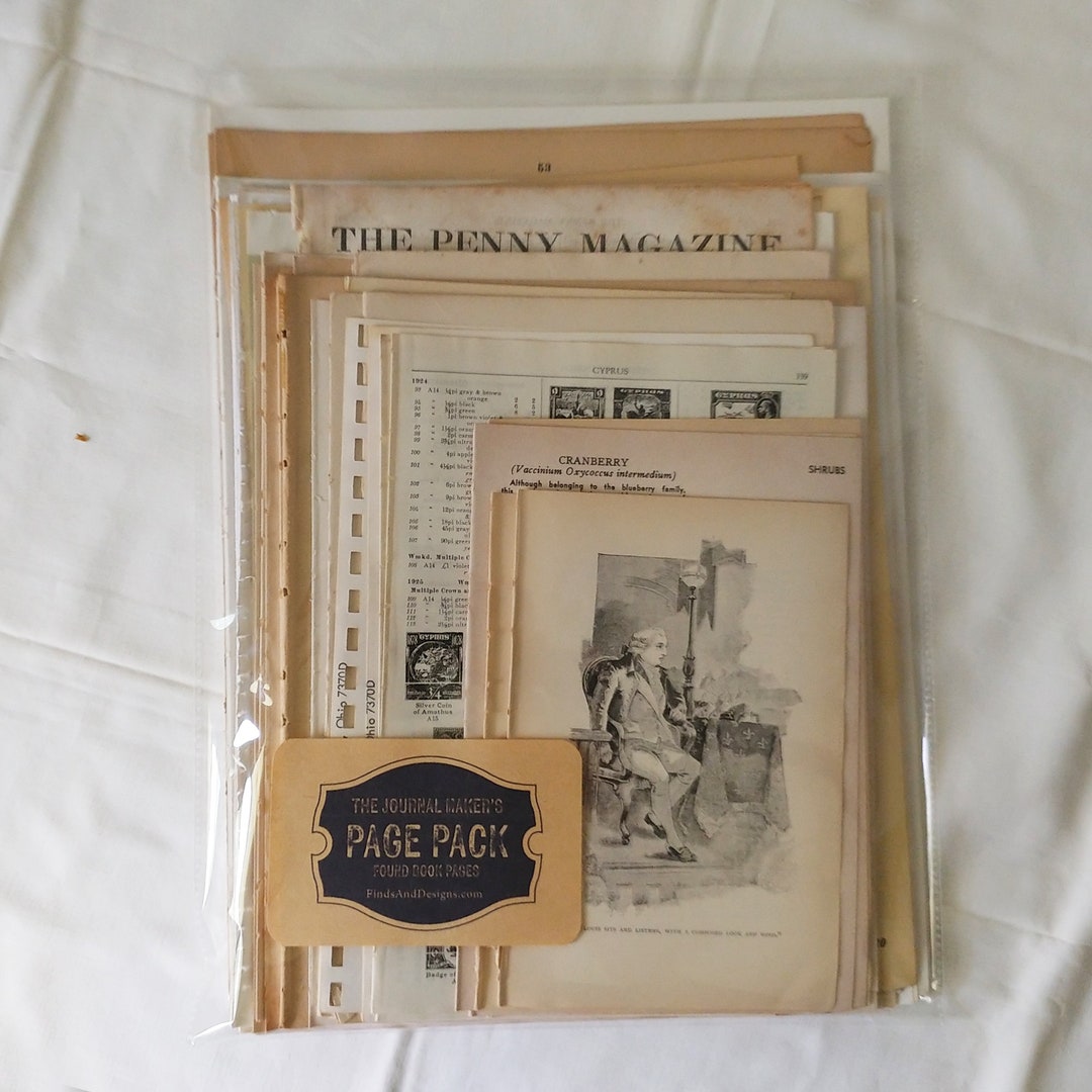 100 Book Page Pack, Original Found Vintage Book Pages, Full-size Pages ...