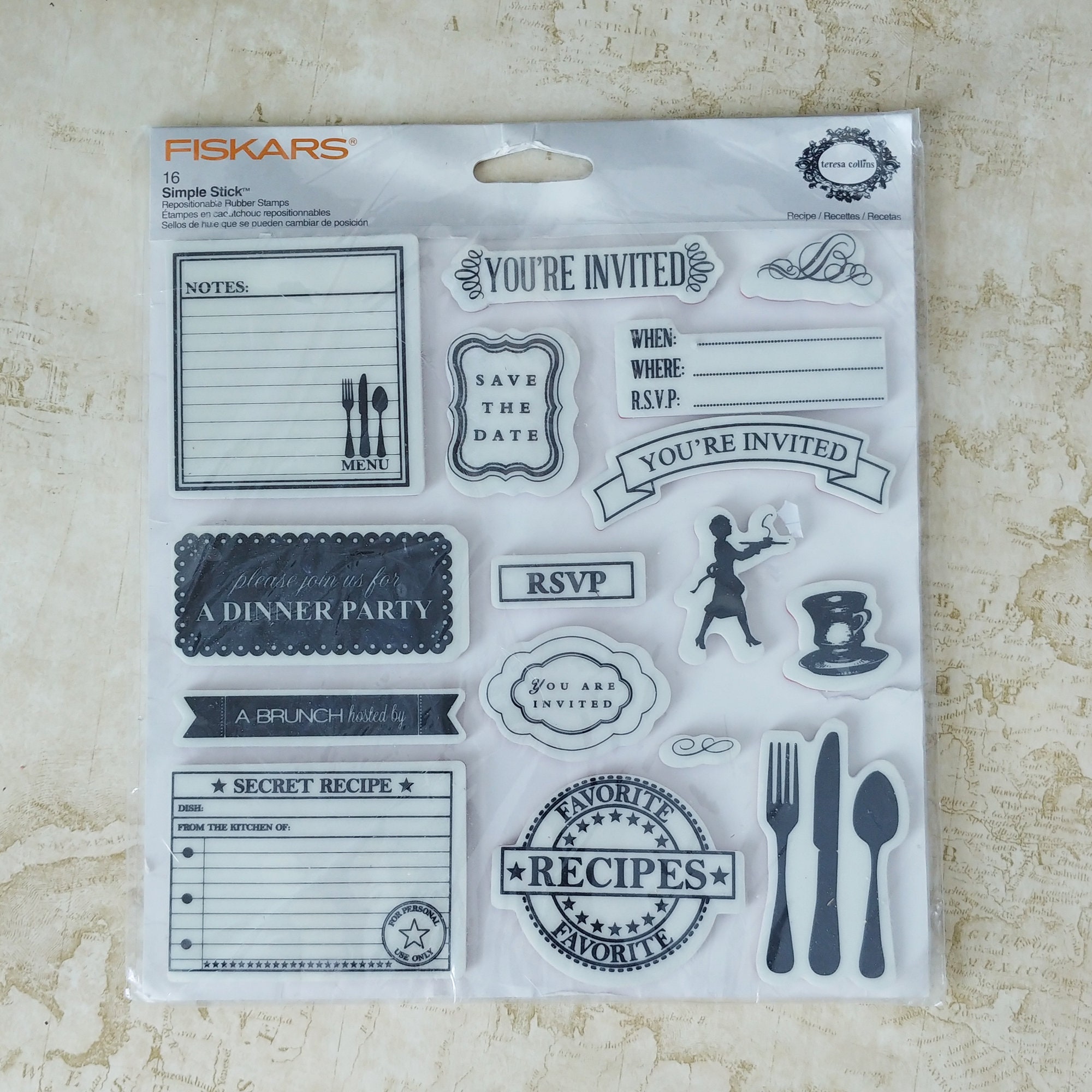 Fiskars Recipe Theme stamp set 16 Teresa Collins Stamps | Etsy