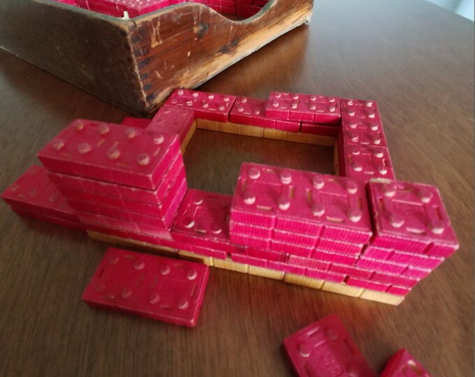 American Bricks Vintage Building Blocks, Antique Snap-together Wooden ...