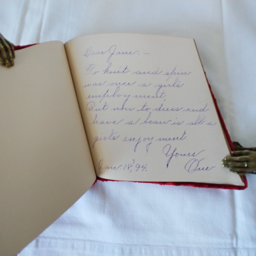 1890s Red Velvet Covered Autograph Book, Victorian, Antique ...