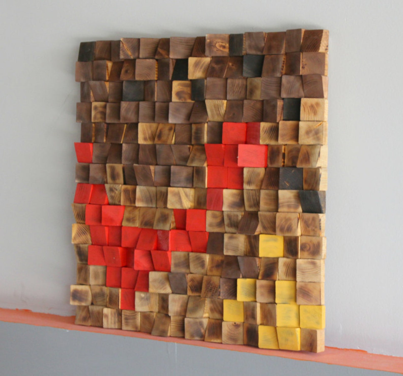 Rustic Wood Wall Art, Woodburning Reclaimed Wood Wall Art, Wood Mosaic ...