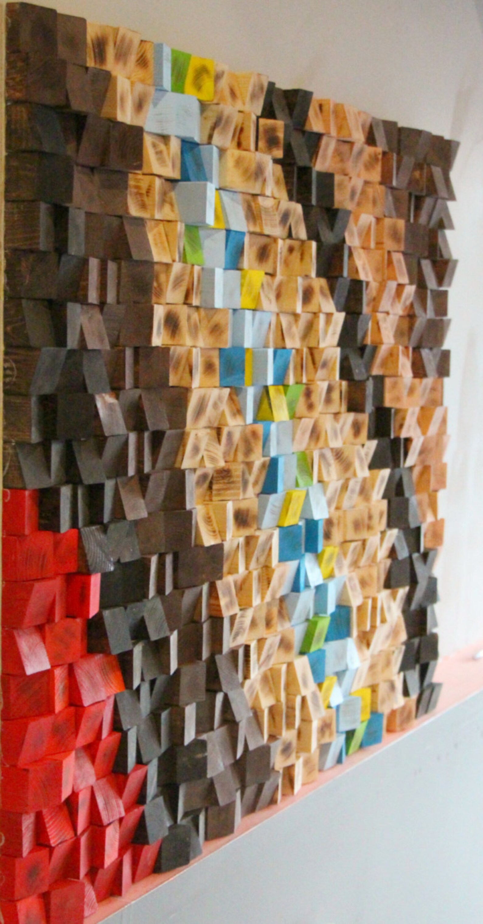 Wood Mosaic, Woodburning Reclaimed Wood Wall Art, Geometric Art, Wood ...