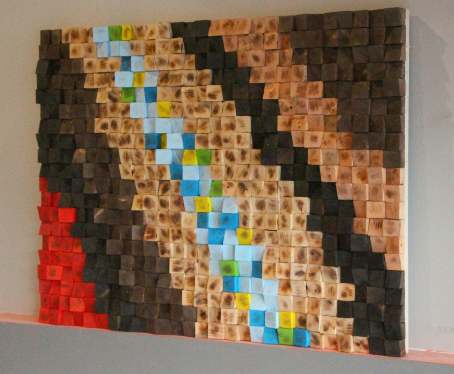 Wood Mosaic, Woodburning Reclaimed Wood Wall Art, Geometric Art, Wood ...