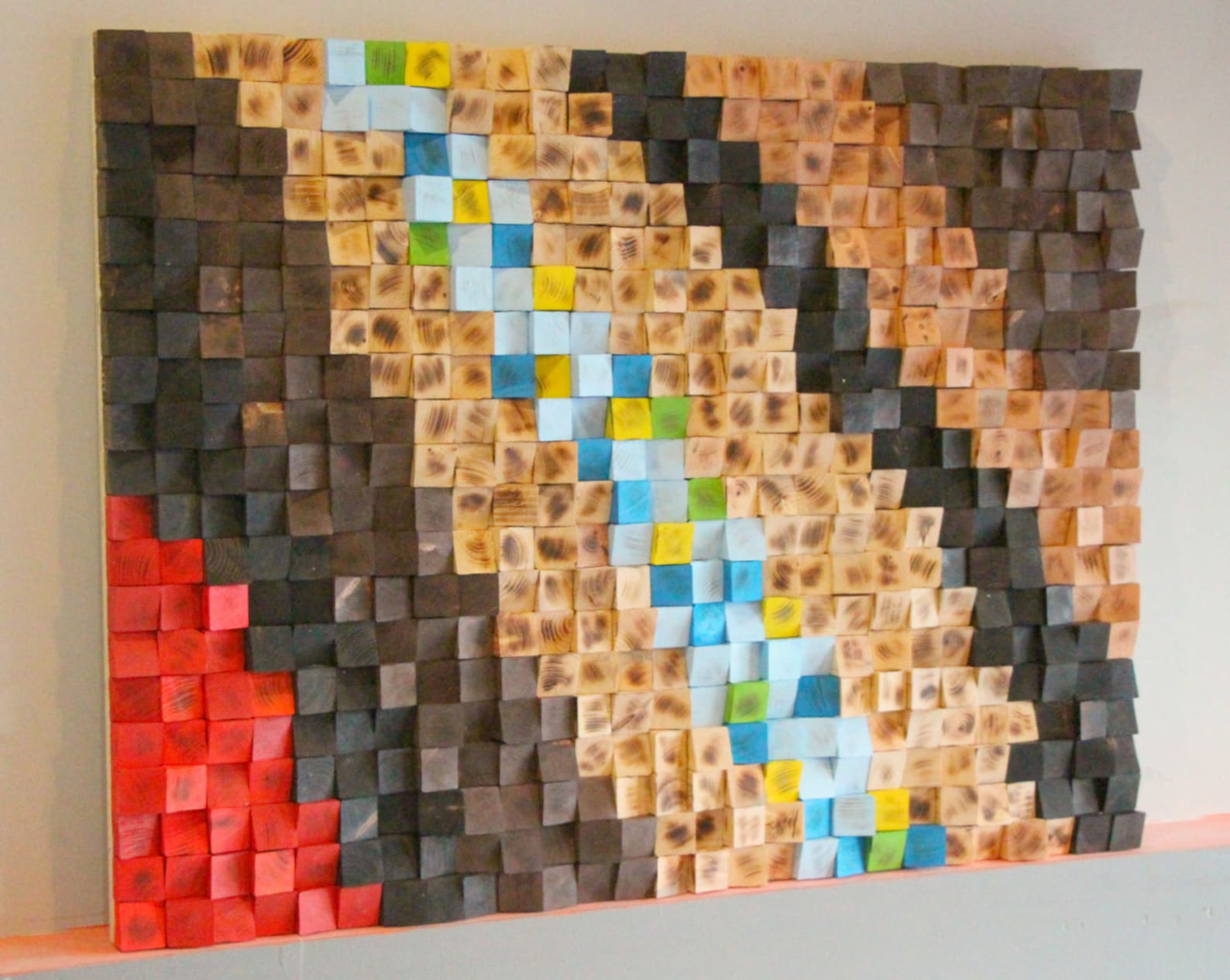 Wood Mosaic, Woodburning Reclaimed Wood Wall Art, Geometric Art, Wood ...