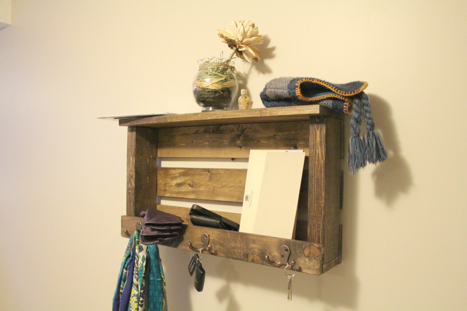 Entry Organizer, Rustic Entryway Organizer, Keys Phone Mail Holder ...