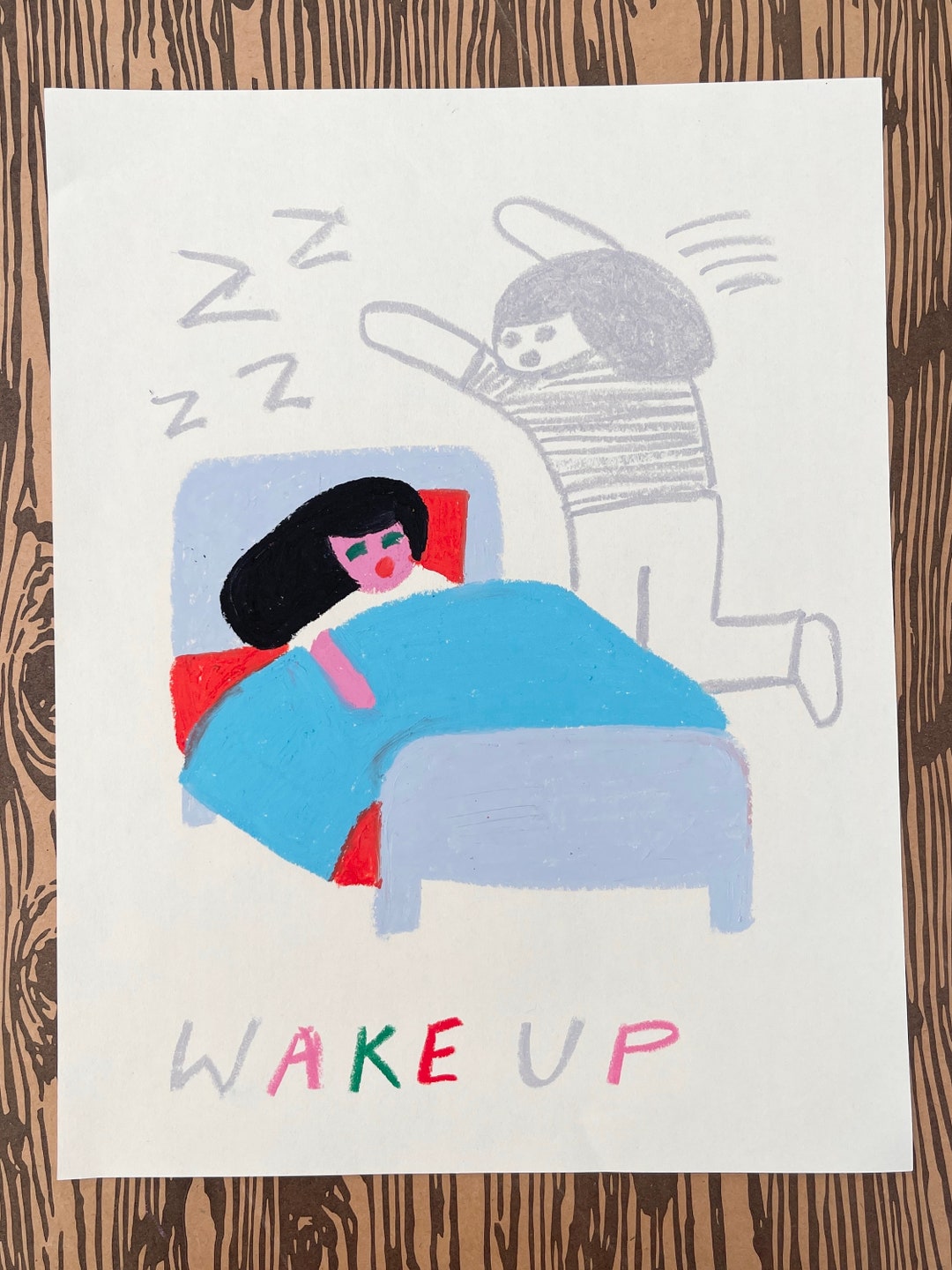 Wake up Original Drawing - Etsy