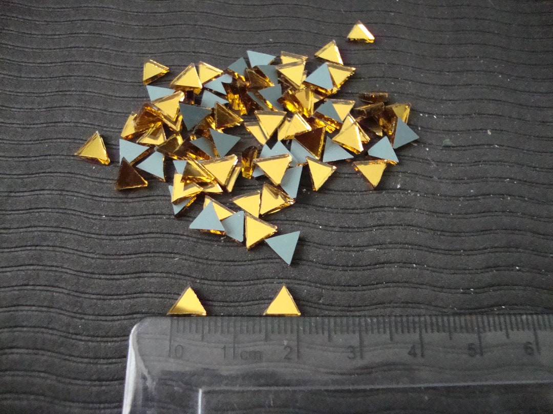 500 Pieces, Mosaic Gold Mirror Triangle Pieces (approx 5x5x5 Mm) 1.6 Mm ...