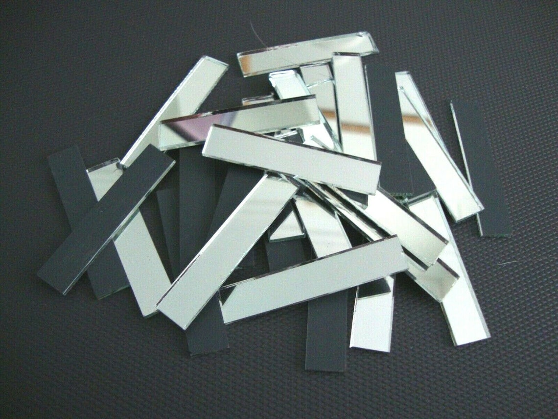 50 Strips, Mosaic Silver Mirror Tiles (approx 1 X 5 Cm) 2 Mm Thick. - Etsy