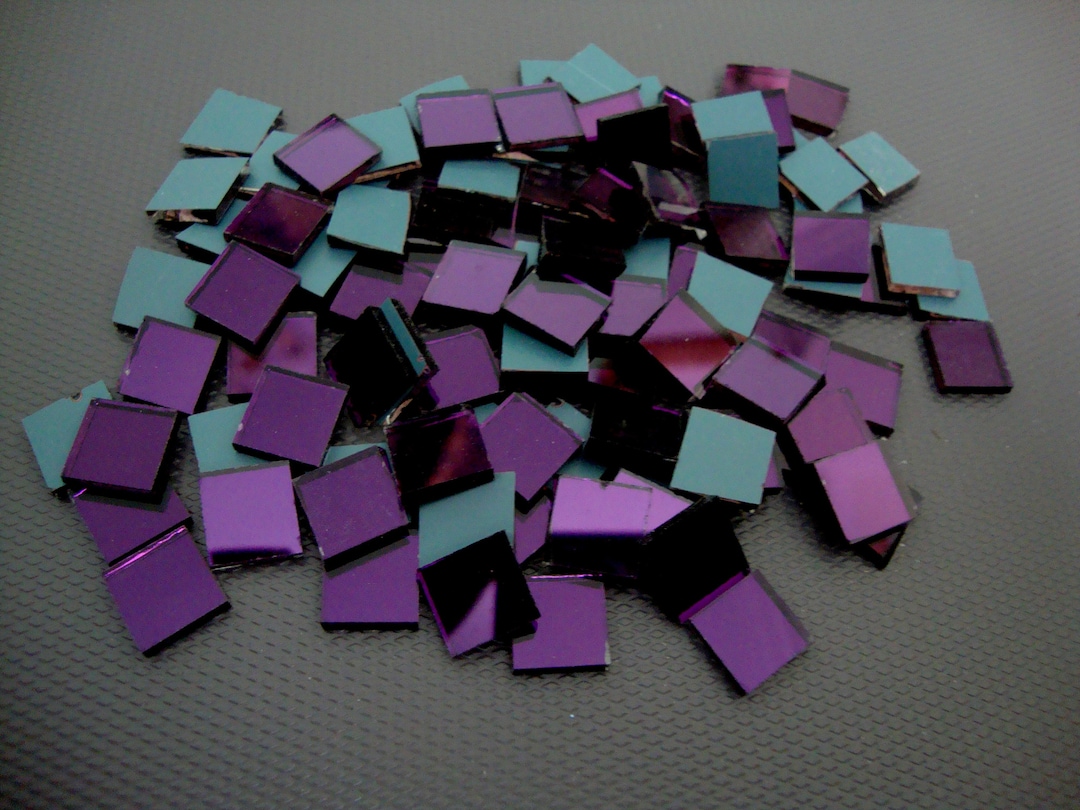 300 Pcs, Mosaic Purple Mirror Glass Tiles for Art & Craft, 1 X 1 Cm ...