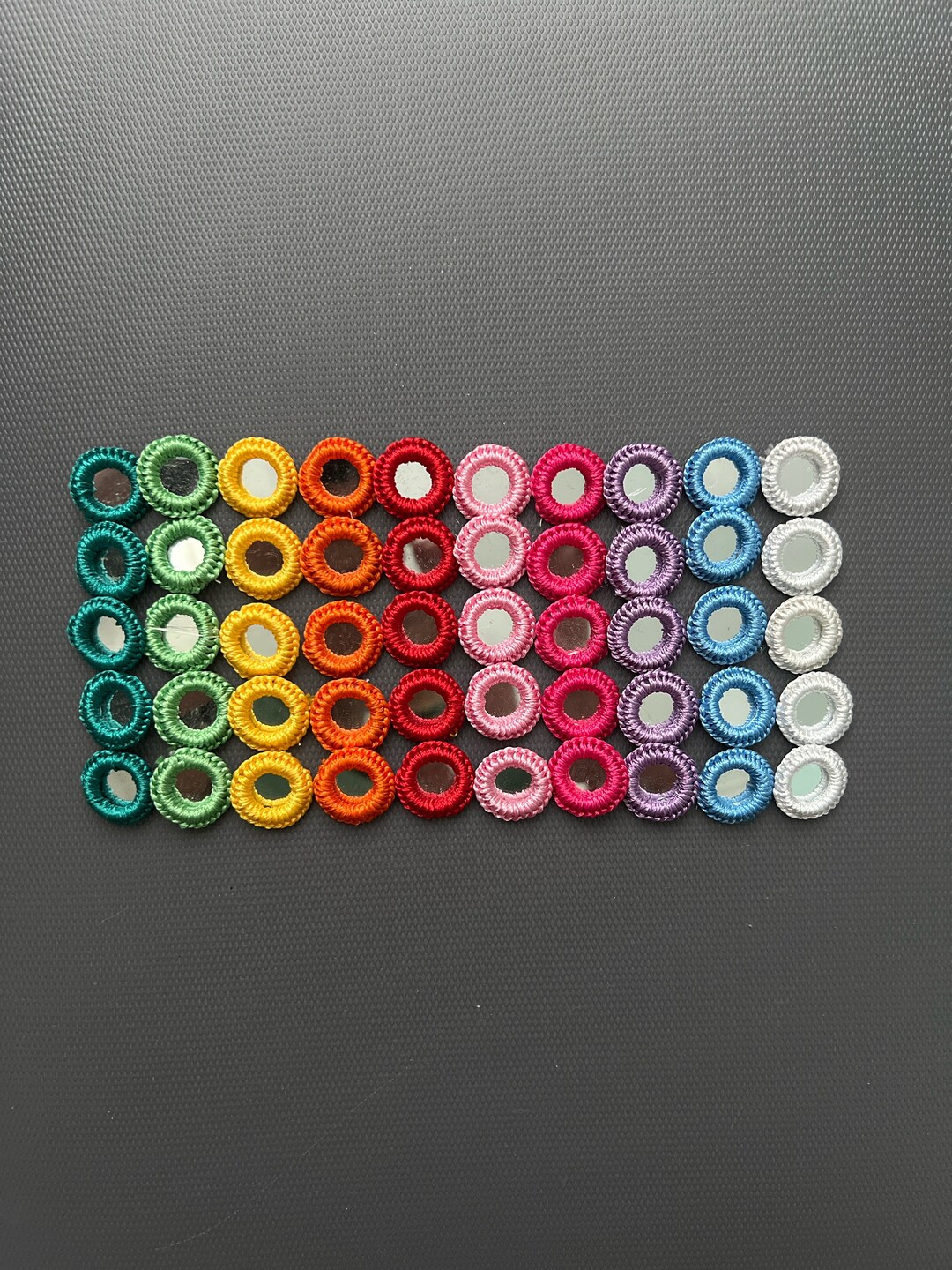 50 Pieces, Crochet 10 Mix Colors With Silver Mirror Glass Rims, Approx ...