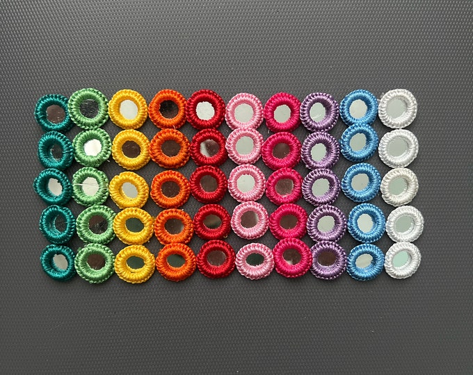 50 X Assorted Crochet Mirror Rims With Foil Mirrors Sewing Cardmaking ...