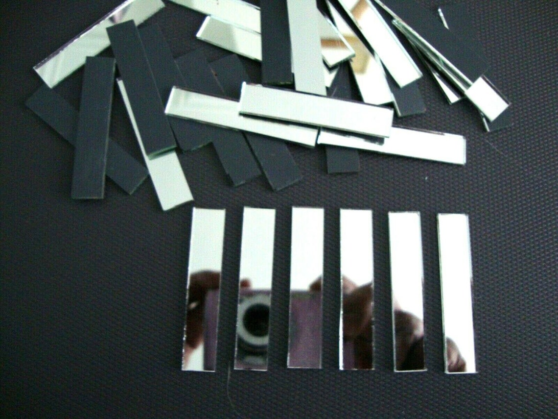 50 Strips, Mosaic Silver Mirror Tiles (approx 1 X 5 Cm) 2 Mm Thick. - Etsy