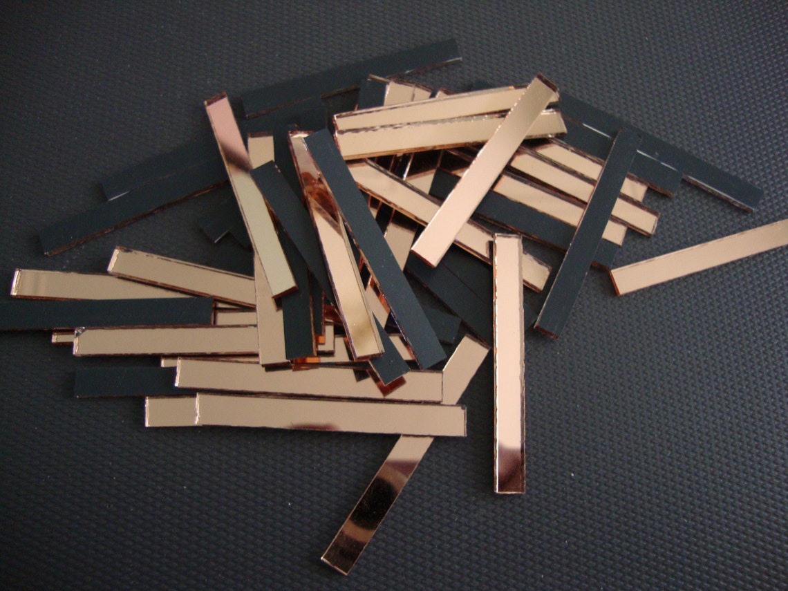 200 Mosaic Rose gold mirror strips 5 x 0.5 cm 2mm thick | Etsy