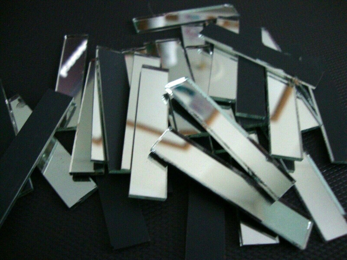 50 Strips, Mosaic Silver Mirror Tiles (approx 1 X 5 Cm) 2 Mm Thick. - Etsy