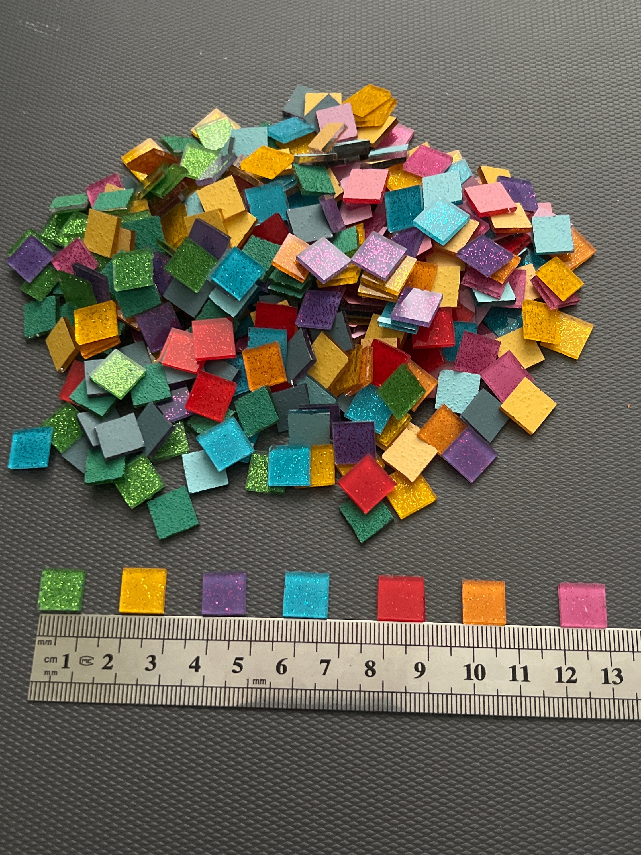 350 Pieces, Mosaic Mix Seven Colours Glitter Glass, Art & Craft, Approx ...