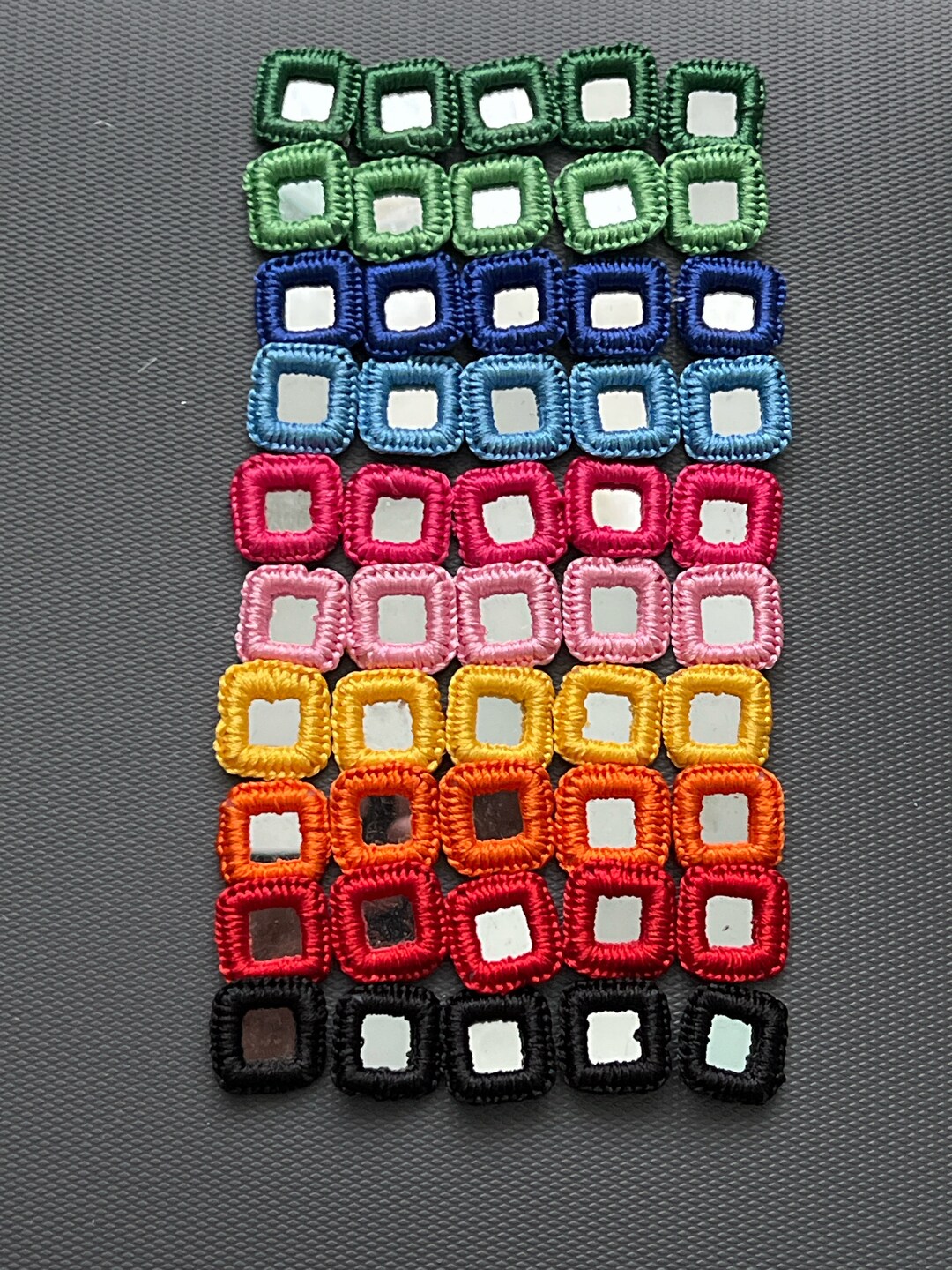 50 Pieces, Crochet 10 Mix Colours With Silver Mirror Glass Rims, Approx ...