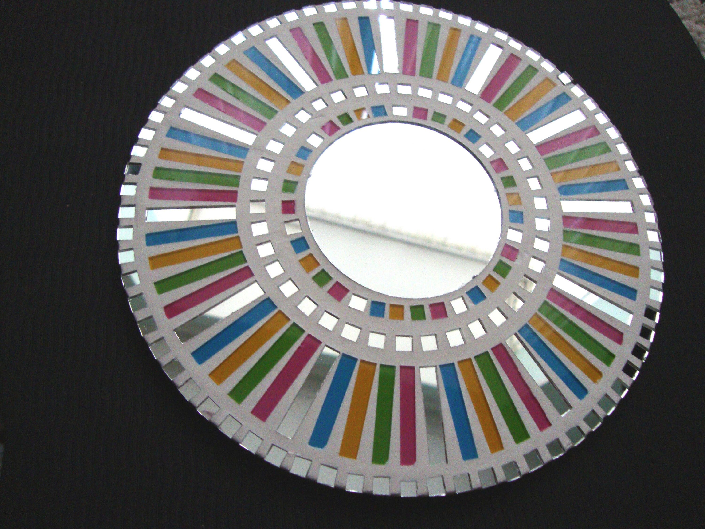 Mosaic Mix Colour Glass & Silver Mirror KIT. 20 Cm Diameter, Full Kit ...