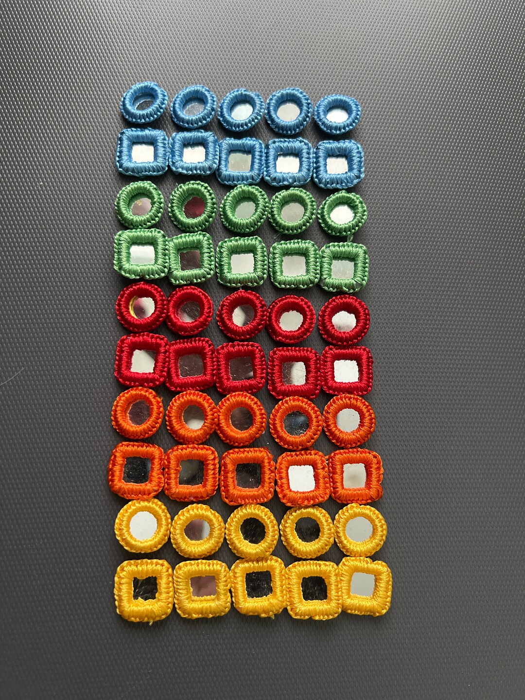 50 Pieces, Crochet 5 Mix Colours With Silver Mirror Glass Rims, Approx ...