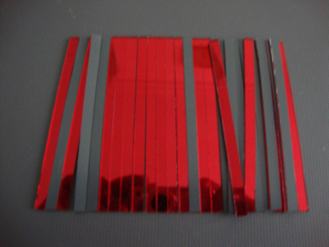 Mosaic Red Mirror Strips 10 X 0.5 Cm, 2mm Thick, 50 Pieces. - Etsy