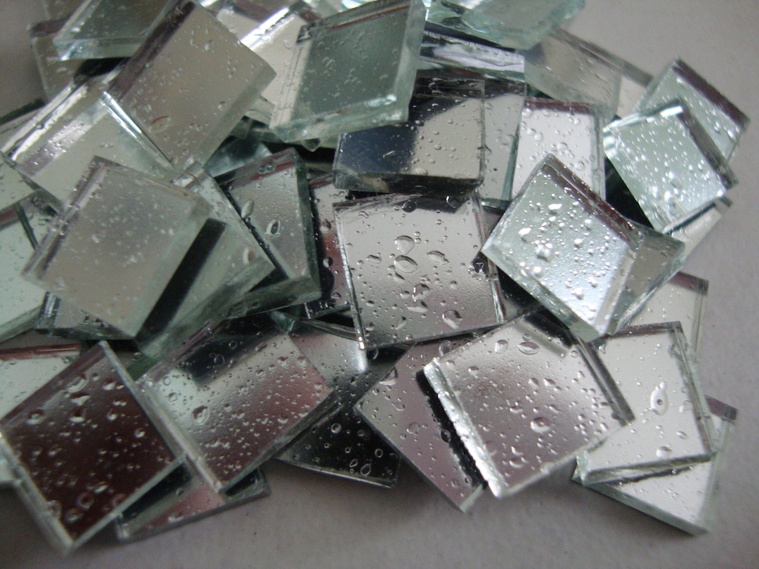 300 Pieces Mosaic Silver Mirror Water Effect Glass Tiles Craft 1 X 1 Cm ...
