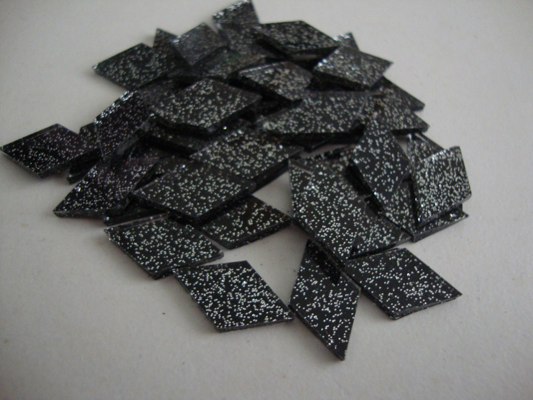 200 # Mosaic Black Glitter Glass Diamond Shaped Approx 1 X 2 Cm - Etsy