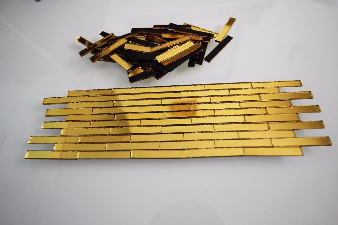 Mosaic Gold Mirror Glass Strips Art & Craft 4 X 0.5 Cm 1.6 | Etsy