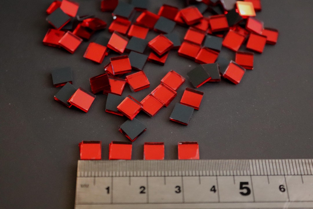 500 Pieces, Red Glass Mirror Tiles, Size Approx 5X5 Mm, 1.8 Thickness ...