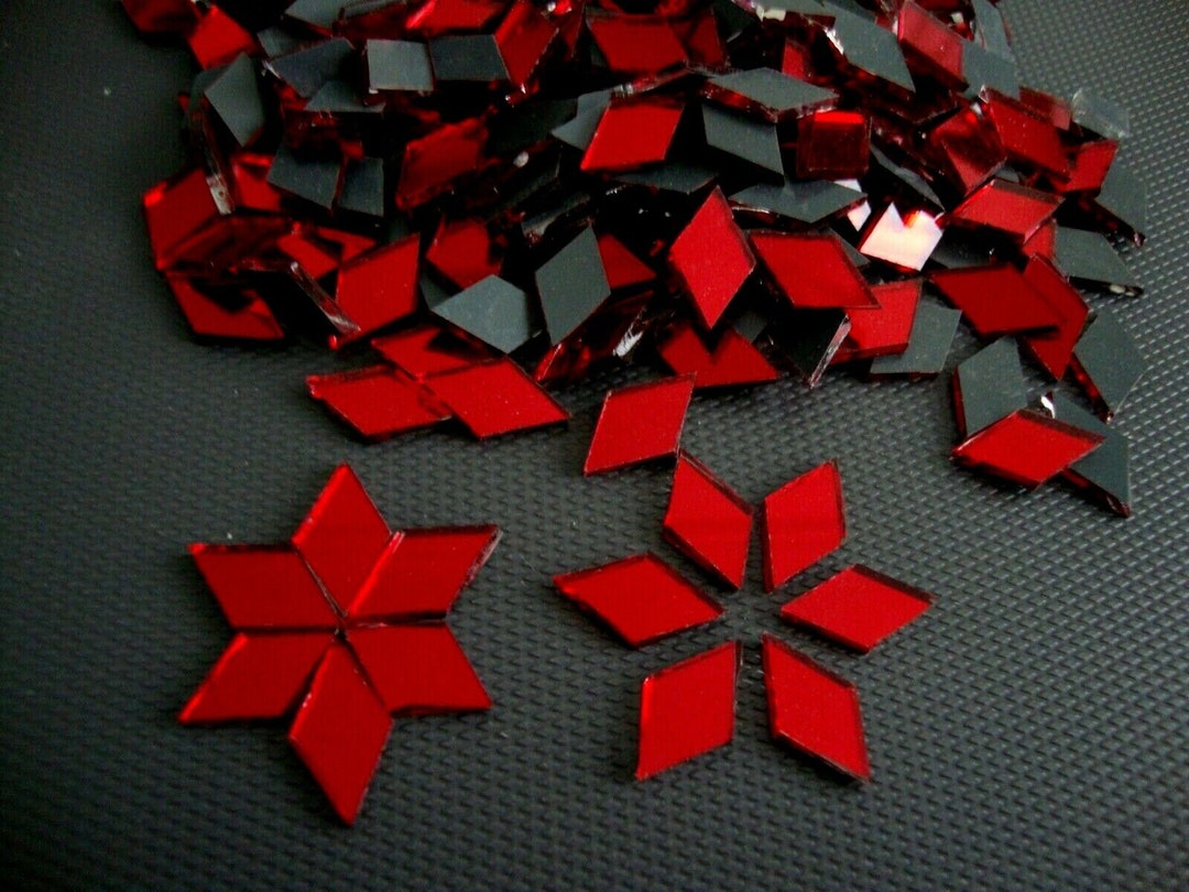 200 Mosaic Red Mirror Glass, Diamond Shaped Approx 1.7 X 1 Cm, 2 Mm ...
