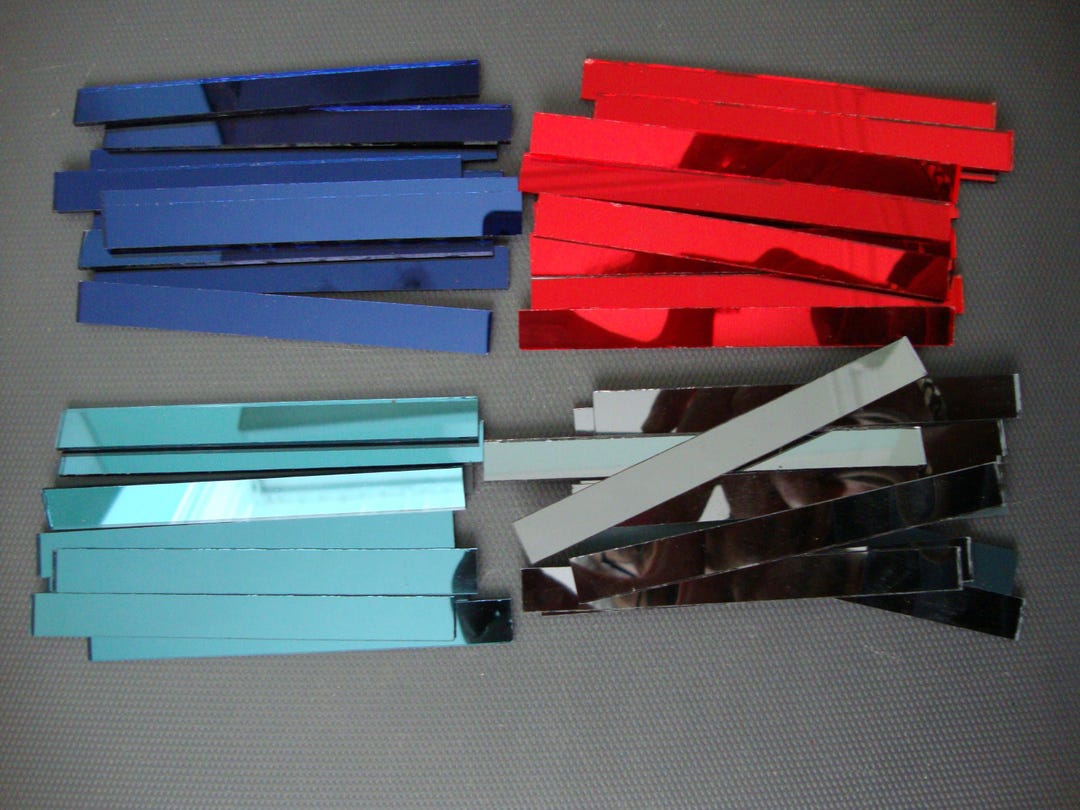 Mosaic Mix Color Mirror Glass Strips Approx 1 X 10 Cm, 40 Pieces. - Etsy