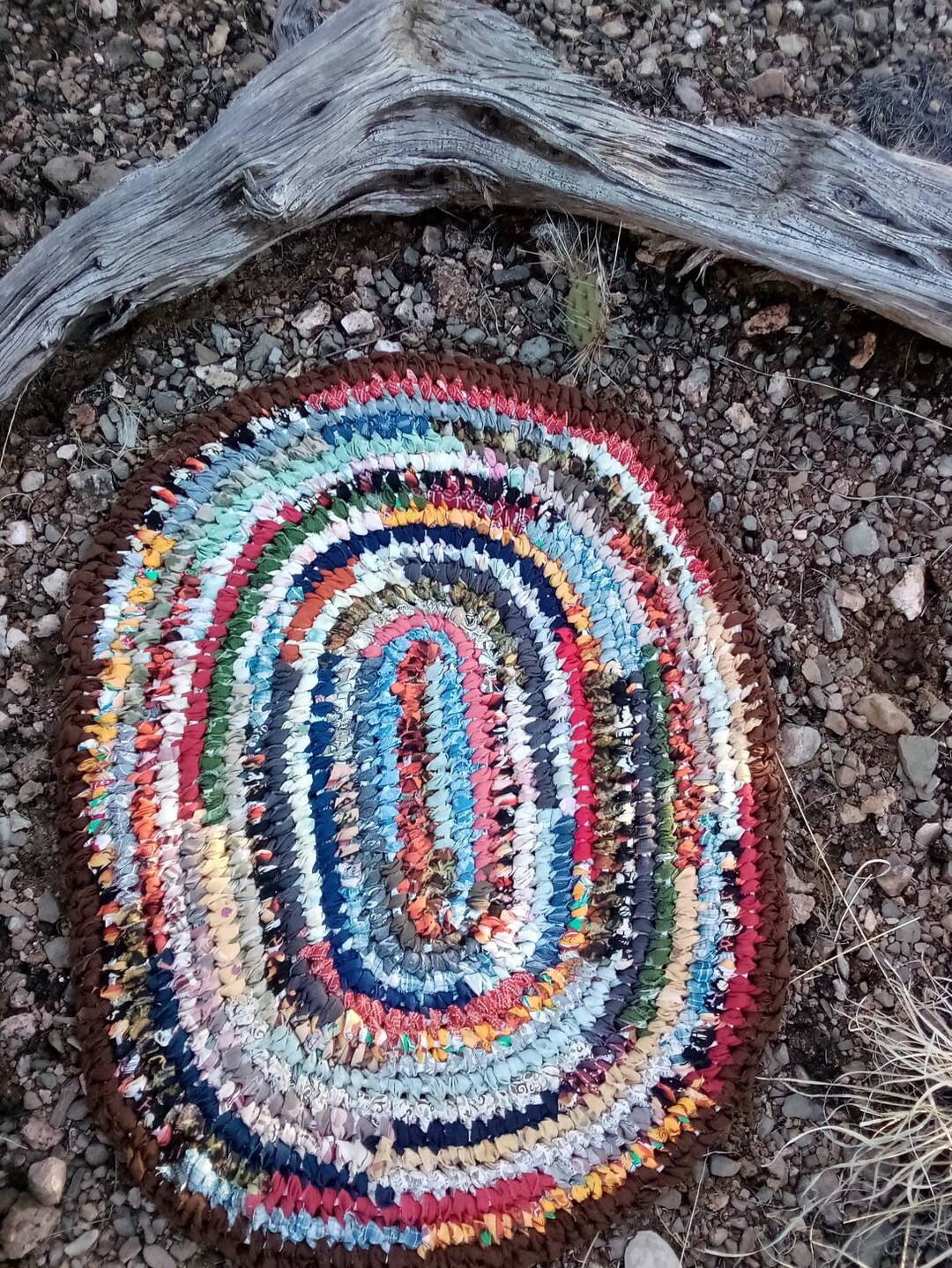 Multicolored Large Rag Rug, Oval. Brown Finishing Row. Toothbrush ...