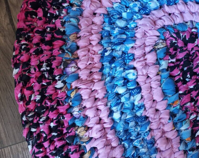 Pink Blue Black Rag Rug. Oval. Machine Wash & Dry Amish - Etsy