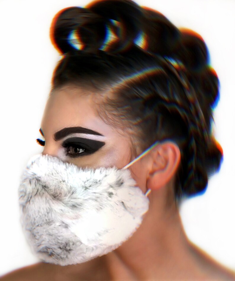 5 Sizes Faux Fur Face Mask Snow Leopard Fur Face Mask | Etsy