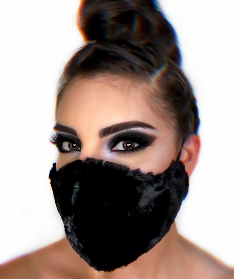 5 Sizes Faux Fur Face Mask Black Bear Fur Face Mask | Etsy