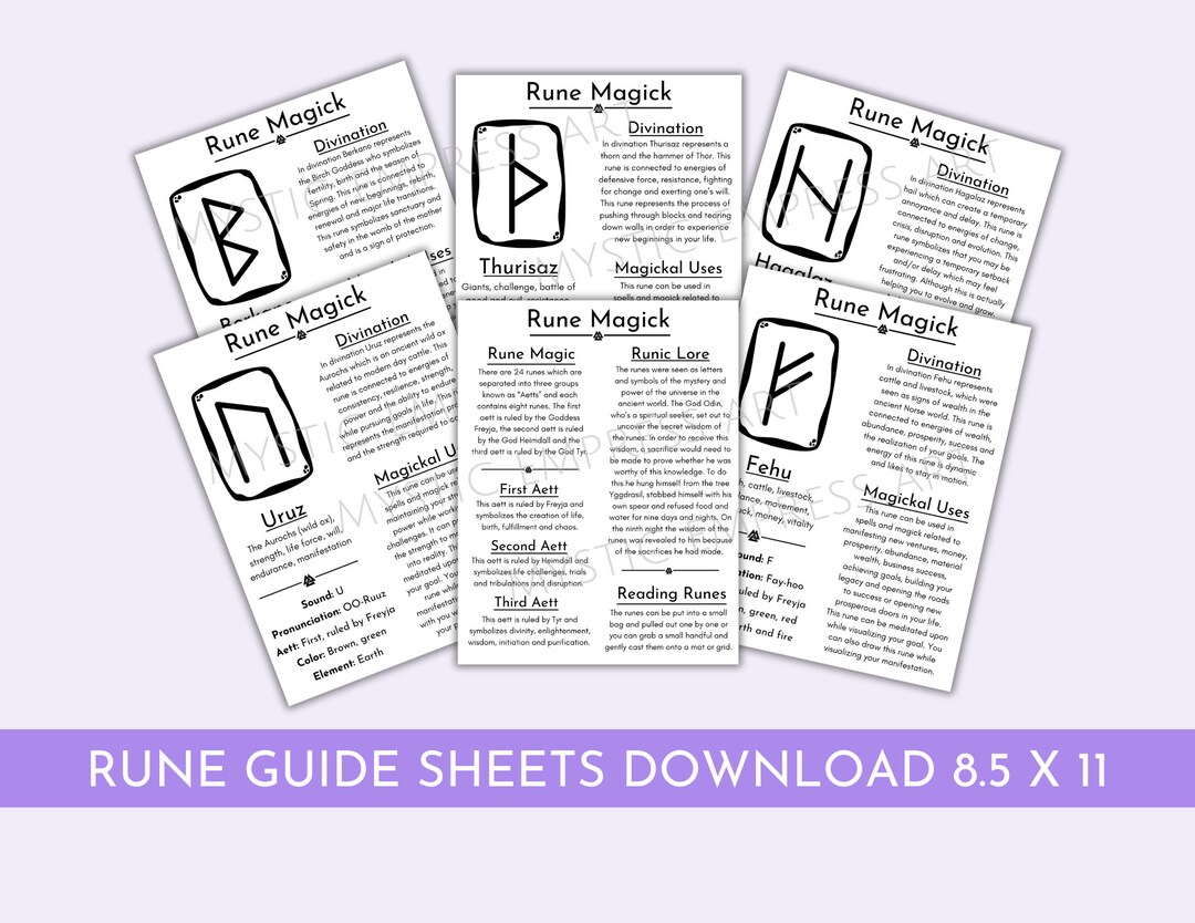 Rune Magic Guide Sheets Download Printable Runes Workbook Book of ...