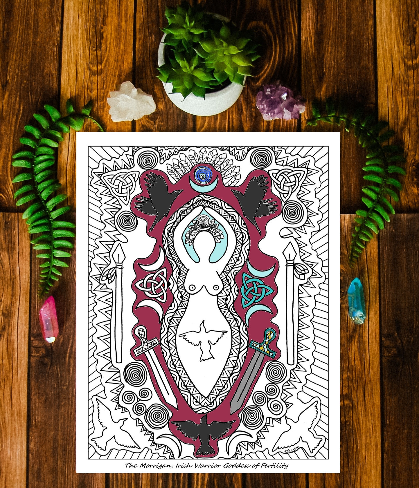 Goddess Art The Morrigan Coloring Page Divine Feminine Art | Etsy